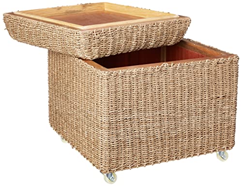 Household Essentials Rolling Seagrass Wicker Storage Seat