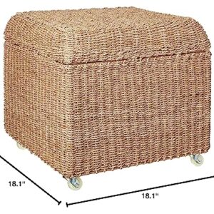 Household Essentials Rolling Seagrass Wicker Storage Seat