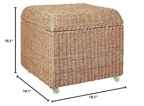 Household Essentials Rolling Seagrass Wicker Storage Seat