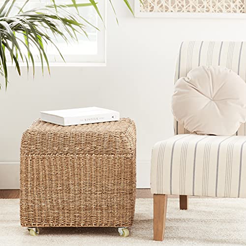 Household Essentials Rolling Seagrass Wicker Storage Seat