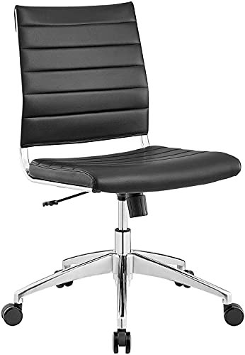 Modway Jive Ribbed Armless Mid Back Swivel Conference Chair In Black