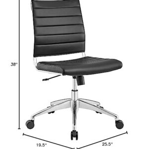 Modway Jive Ribbed Armless Mid Back Swivel Conference Chair In Black