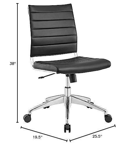 Modway Jive Ribbed Armless Mid Back Swivel Conference Chair In Black