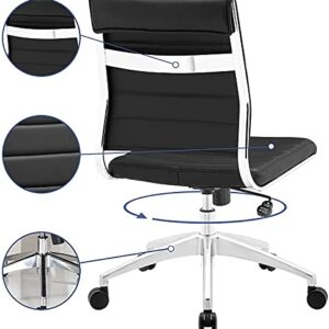 Modway Jive Ribbed Armless Mid Back Swivel Conference Chair In Black