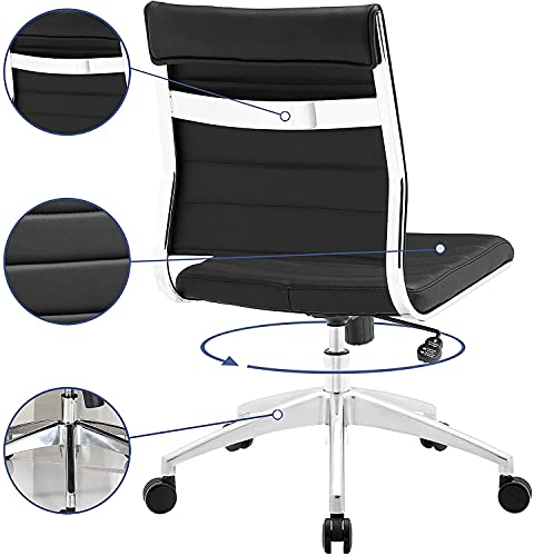 Modway Jive Ribbed Armless Mid Back Swivel Conference Chair In Black