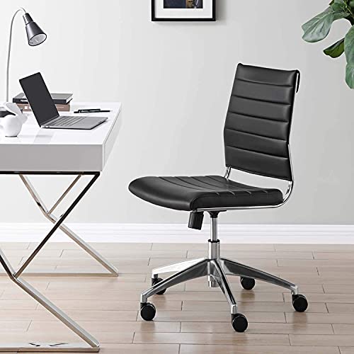 Modway Jive Ribbed Armless Mid Back Swivel Conference Chair In Black