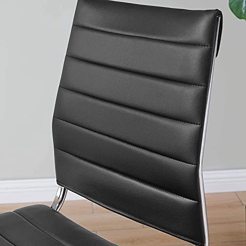 Modway Jive Ribbed Armless Mid Back Swivel Conference Chair In Black