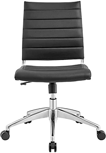 Modway Jive Ribbed Armless Mid Back Swivel Conference Chair In Black