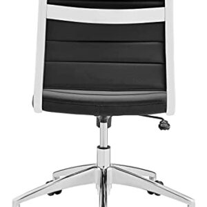 Modway Jive Ribbed Armless Mid Back Swivel Conference Chair In Black