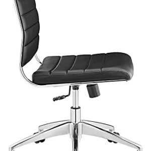 Modway Jive Ribbed Armless Mid Back Swivel Conference Chair In Black