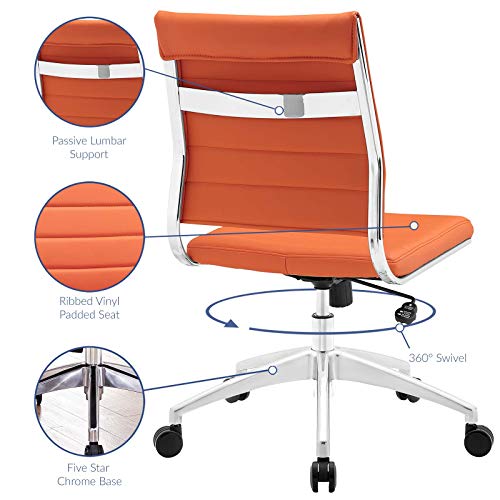 Modway EEI-1525-ORA Jive Ribbed Armless Mid Back Swivel Conference Chair In Orange