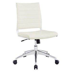 modway jive ribbed armless mid back swivel conference chair in white