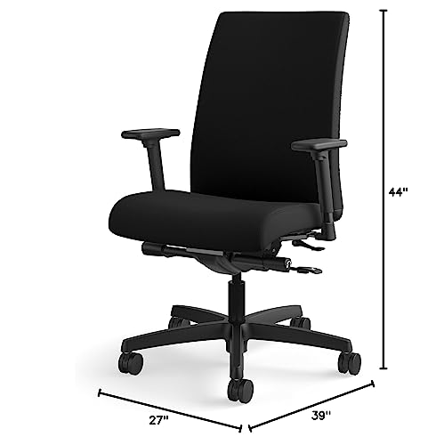 HON Ignition Series Mid-Back Work Chair - Upholstered Computer Chair for Office Desk, Black (HIWM3)