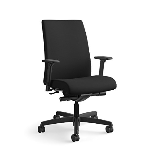 HON Ignition Series Mid-Back Work Chair - Upholstered Computer Chair for Office Desk, Black (HIWM3)