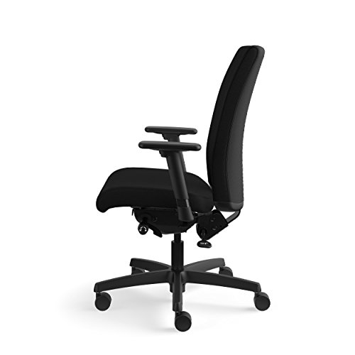 HON Ignition Series Mid-Back Work Chair - Upholstered Computer Chair for Office Desk, Black (HIWM3)