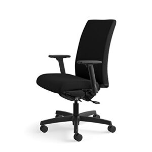 HON Ignition Series Mid-Back Work Chair - Upholstered Computer Chair for Office Desk, Black (HIWM3)