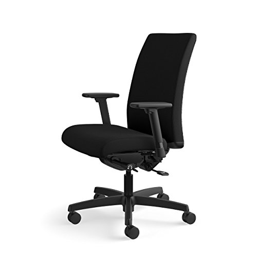 HON Ignition Series Mid-Back Work Chair - Upholstered Computer Chair for Office Desk, Black (HIWM3)