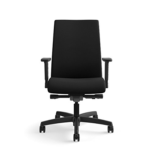 HON Ignition Series Mid-Back Work Chair - Upholstered Computer Chair for Office Desk, Black (HIWM3)