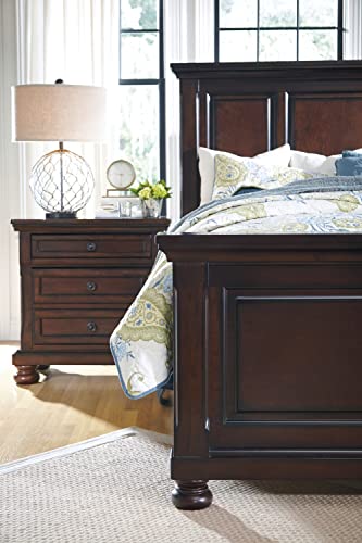 Signature Design by Ashley Porter Classic 2 Drawer Nightstand with Dovetail and Ball-bearing Construction, Dark Brown