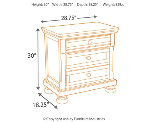 Signature Design by Ashley Porter Classic 2 Drawer Nightstand with Dovetail and Ball-bearing Construction, Dark Brown