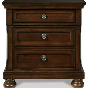 Signature Design by Ashley Porter Classic 2 Drawer Nightstand with Dovetail and Ball-bearing Construction, Dark Brown