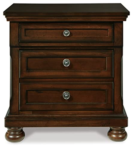 Signature Design by Ashley Porter Classic 2 Drawer Nightstand with Dovetail and Ball-bearing Construction, Dark Brown