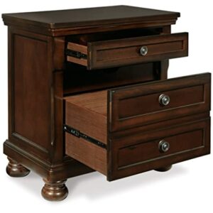 Signature Design by Ashley Porter Classic 2 Drawer Nightstand with Dovetail and Ball-bearing Construction, Dark Brown