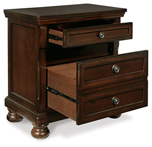 Signature Design by Ashley Porter Classic 2 Drawer Nightstand with Dovetail and Ball-bearing Construction, Dark Brown