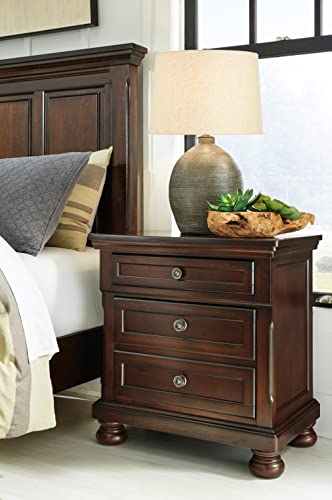 Signature Design by Ashley Porter Classic 2 Drawer Nightstand with Dovetail and Ball-bearing Construction, Dark Brown