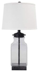 signature design by ashley sharolyn modern farmhouse 30.13" glass table lamp, silver