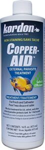 kordon copper-aid external parasite treatment for aquarium fish – cures ich, velvet, and parasites on freshwater and saltwater fish, 16-ounces