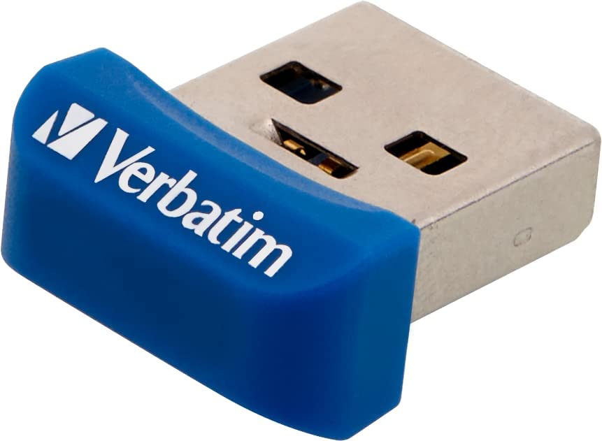 Verbatim 16GB Store 'n' Stay Nano USB 3.2 Gen 1 Flash Drive Snag-free Low Profile Thumb Drive with Microban Antimicrobial Product Protection - Blue 98709