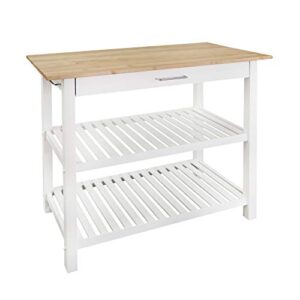 casual home solid hardwood top, natural/white, 40" w (373-91) kitchen island, natural&white