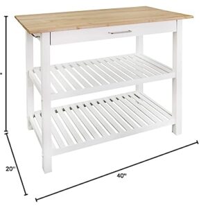 Casual Home Solid Hardwood Top, Natural/White, 40" W (373-91) Kitchen Island, Natural&White