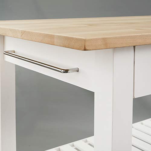 Casual Home Solid Hardwood Top, Natural/White, 40" W (373-91) Kitchen Island, Natural&White