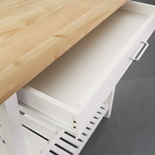 Casual Home Solid Hardwood Top, Natural/White, 40" W (373-91) Kitchen Island, Natural&White