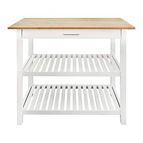 Casual Home Solid Hardwood Top, Natural/White, 40" W (373-91) Kitchen Island, Natural&White