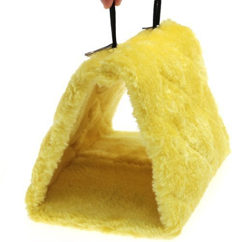 Cdycam Pet Bird Nest Hammock Hanging Cave Cage Plush Snuggle Happy Hut Tent Bed (Yellow(Large))