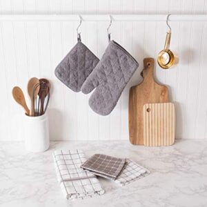 DII Basic Terry Collection Windowpane Dishcloth Set, 12x12, Gray, 6 Piece