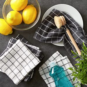 DII Basic Terry Collection Windowpane Dishcloth Set, 12x12, Gray, 6 Piece