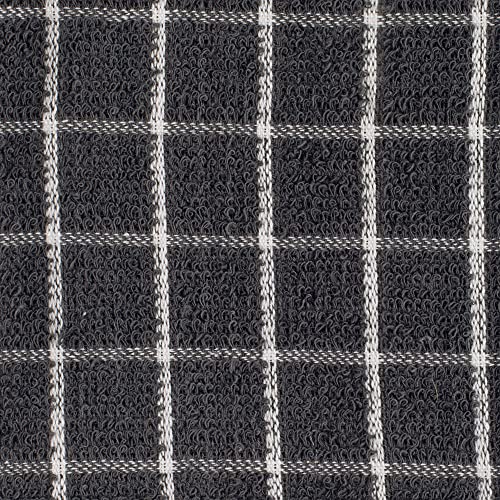 DII Basic Terry Collection Windowpane Dishcloth Set, 12x12, Gray, 6 Piece