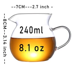 Glass Gong Dao Bei, Milk Pitcher/Cha Hai For Chinese Gong Kung Fu Tea Fairness Cup Sharing Pitcher G-D-B1(8.1 oz / 240 ml)