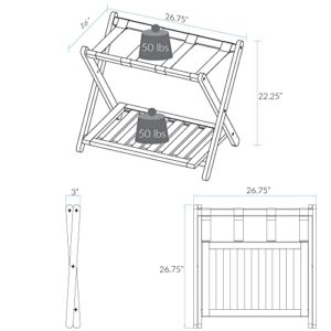 Casual Home Luggage Rack, Walnut, Solid Wood