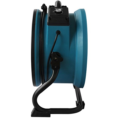 XPOWER X-34AR Variable Speed Sealed Motor Industrial Axial Air Mover, Blower, Fan with Built-in Power Outlets, Blue, 14"