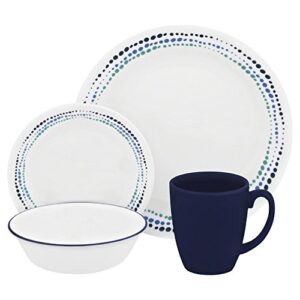 corelle livingware 16-piece dinnerware set, ocean blues, service for 4