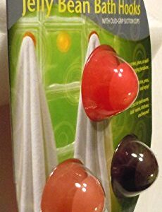 SlipX Solutions Jelly Bean Bath Hooks with Suction Cup Grip (2 Pack) - Roses