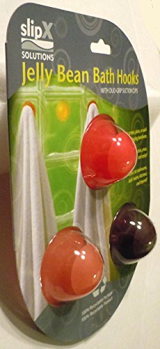 SlipX Solutions Jelly Bean Bath Hooks with Suction Cup Grip (2 Pack) - Roses