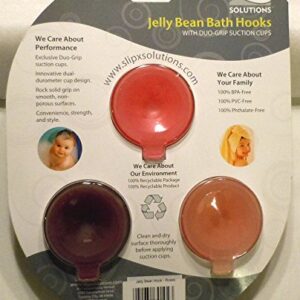 SlipX Solutions Jelly Bean Bath Hooks with Suction Cup Grip (2 Pack) - Roses