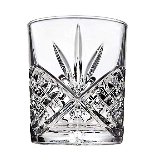 James Scott Liquor Decanter 5-Piece Irish-Cut Crystal Decanter & Whiskey Glasses Set - for Whiskey, Wine and Bourbon - Includes 24 oz. Decanter with Stopper and 4 x 11 oz. Glasses | Beautiful Gift Box