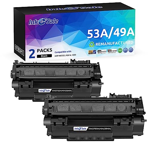 INK E-SALE Compatible Q5949A Q7553A Toner Cartridge Replacement for HP 49A Q5949A 53A Q7553A (Black 2 Pack) for use in HP Laserjet 1320 n P2015dn P2015 P2015n 3390 3392 1160 P2014 M2727nf MFP Printer